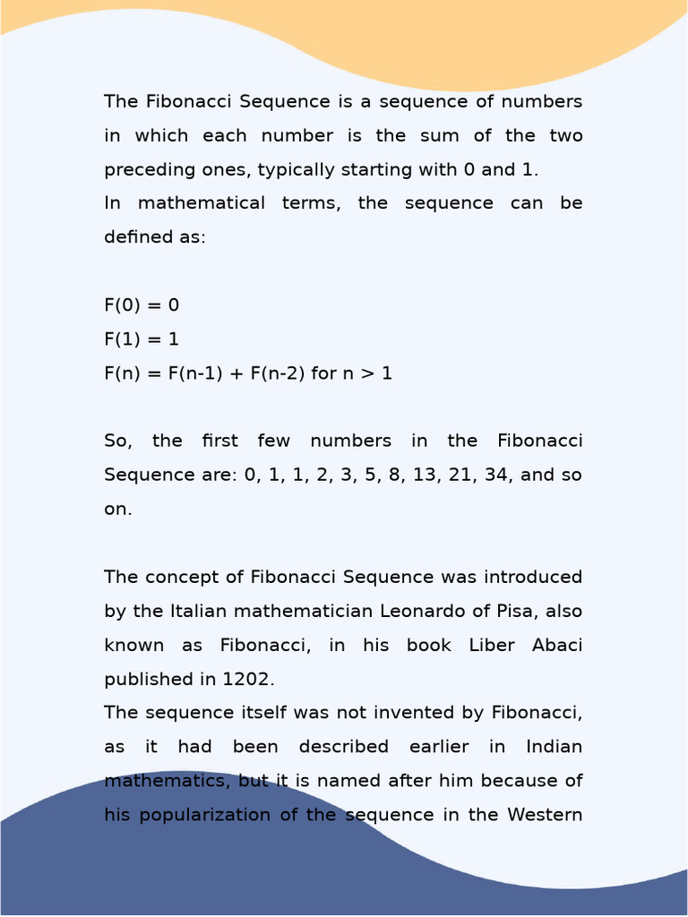 Explanation On Fibonacci Sequence | PDF | Sequence | Mathematics