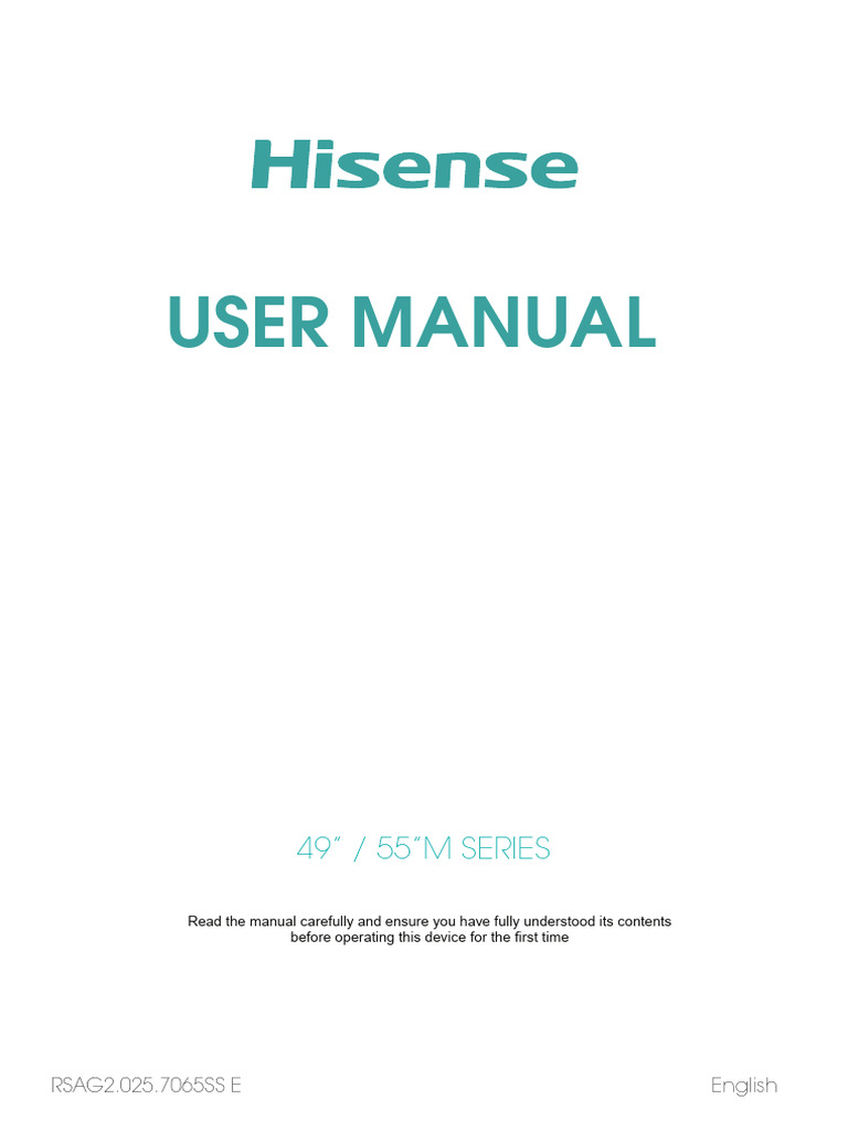 Hisense User Manual 49 - 55M Series | PDF | Hdmi | Menu (Computing)