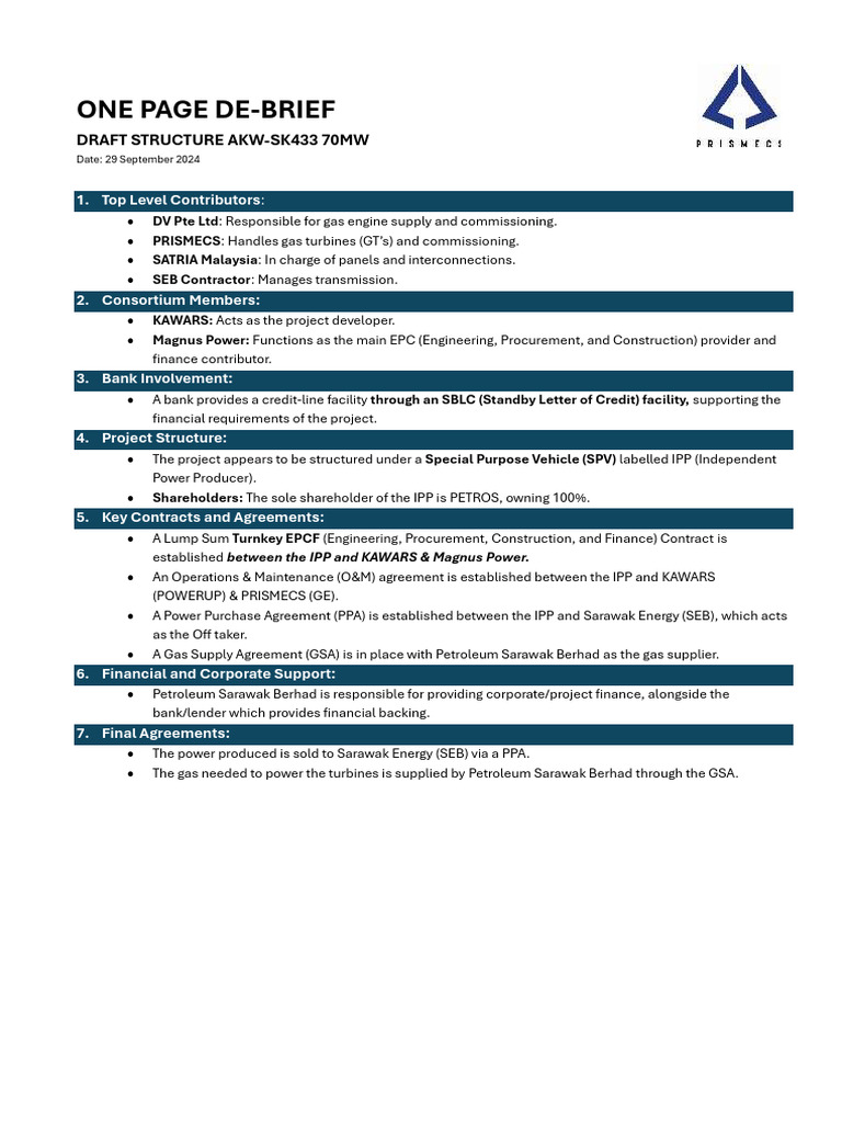One Page Debrief - AKW-SK433 70MW | PDF