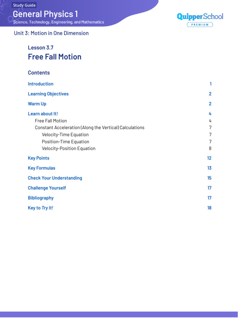Understanding Free Fall Motion in Physics | PDF | Acceleration | Kinematics