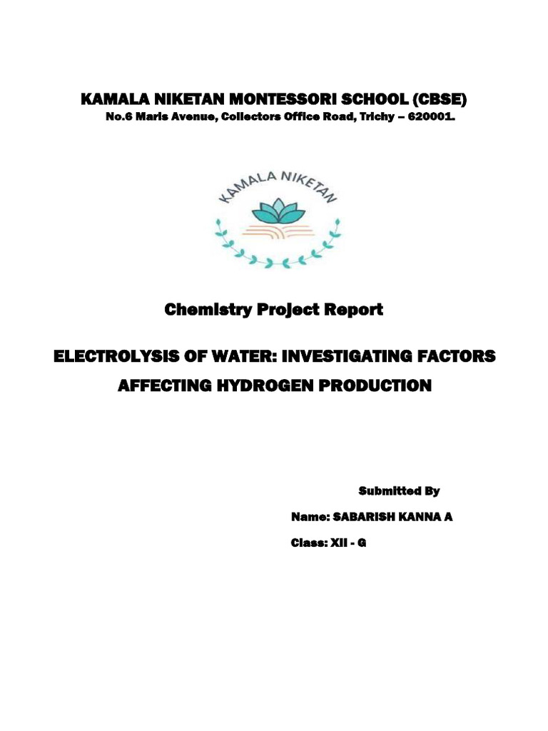 Shanjay Chemistry Project2 | PDF | Electrochemistry | Electrolyte