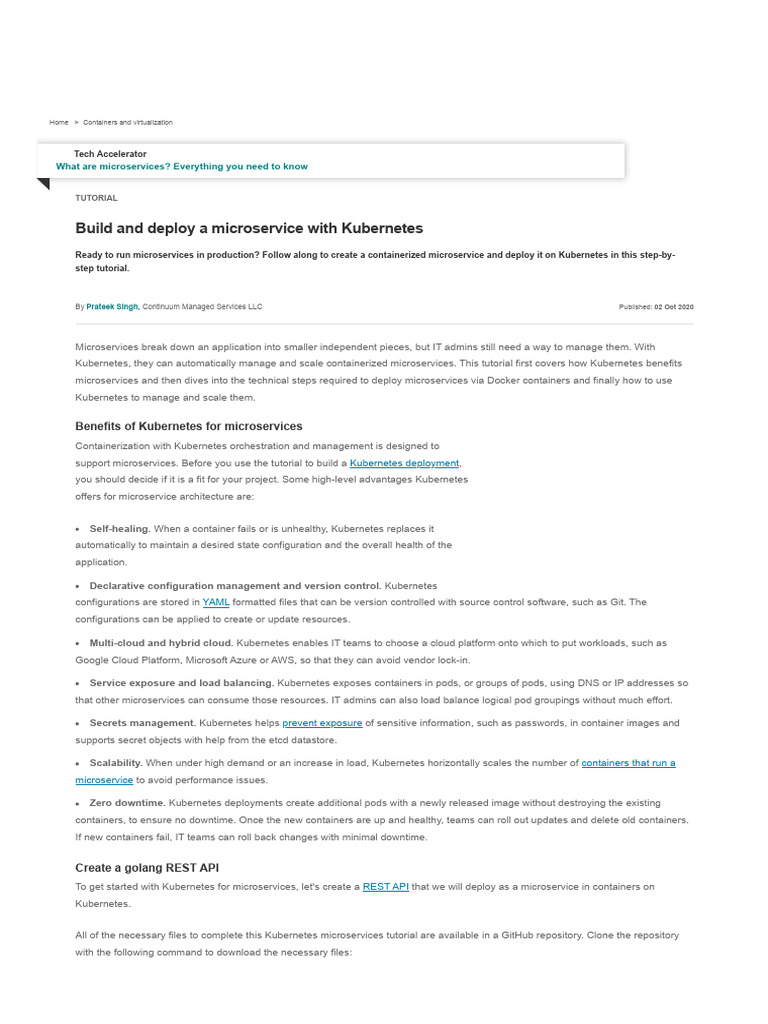 Build and Deploy A Microservice With Kubernetes - TechTarget | PDF ... Build and Deploy A Microservice With Kubernetes - TechTarget | PDF ...