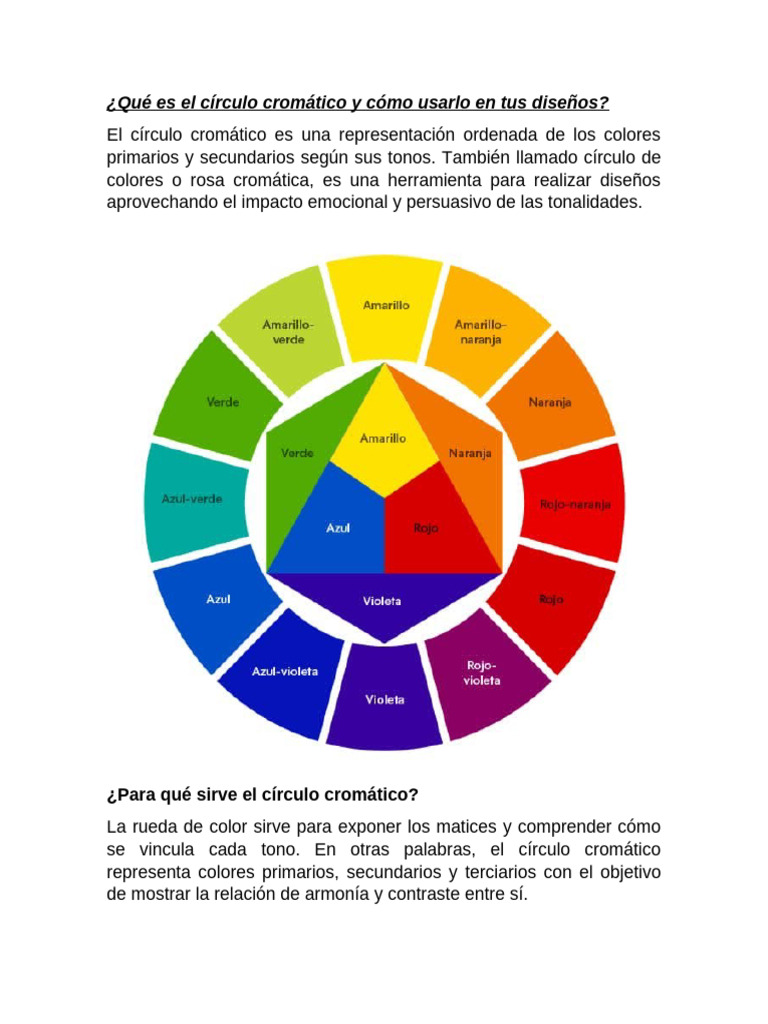 Qué Es El Círculo Cromático y Cómo Usarlo en Tus Diseños | PDF