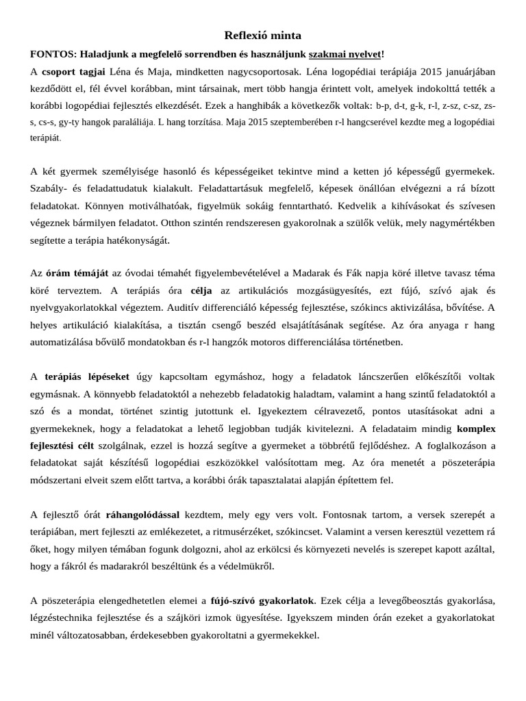 Reflexió minta | PDF