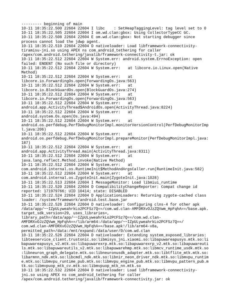 Com - Wd.clan Logcat | PDF | Operating System Technology | Software Engineering