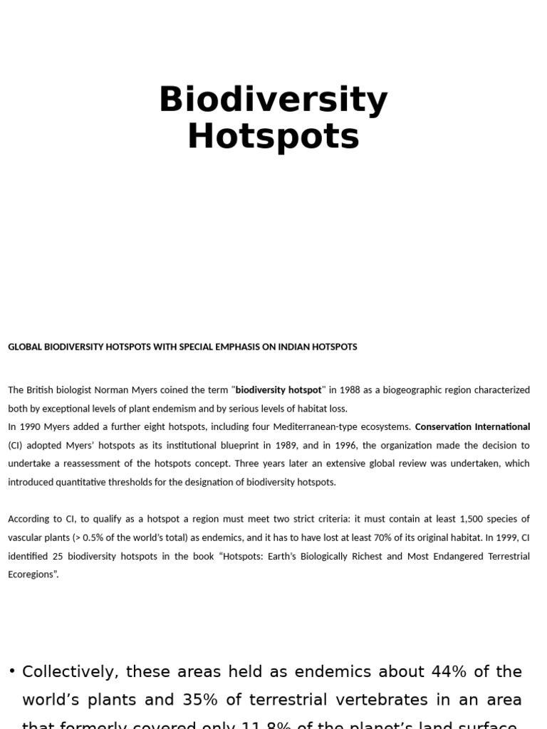 Biodiversity Hotspots | PDF | Biodiversity | Conservation Biology