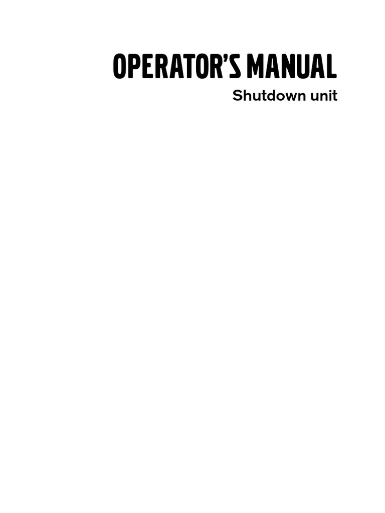 Operation Manual Shutdown Unit | PDF