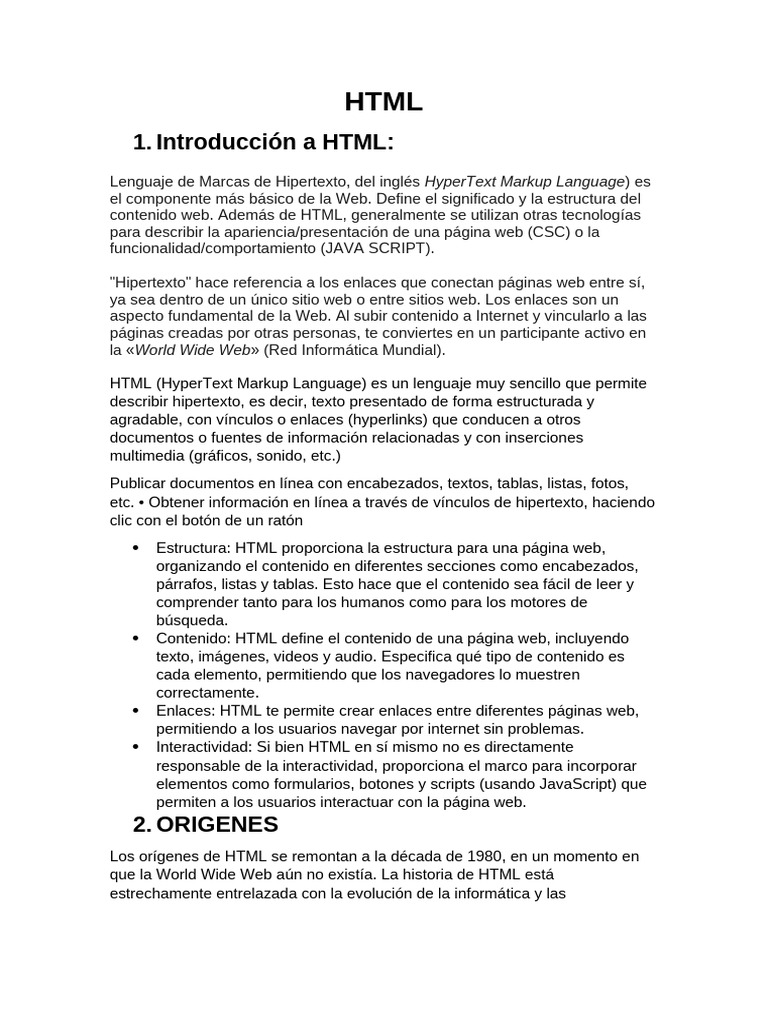 Guía Básica de HTML y su Evolución | PDF | HTML | Red mundial