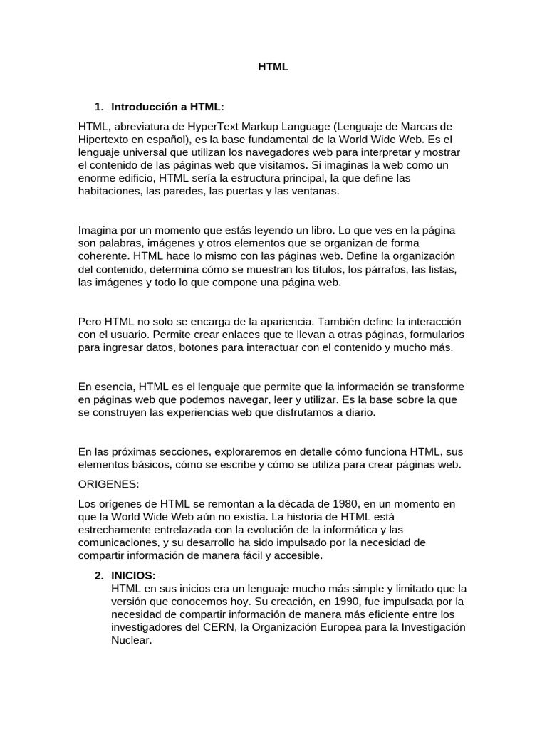 Introducción y evolución de HTML | PDF | HTML | Red mundial