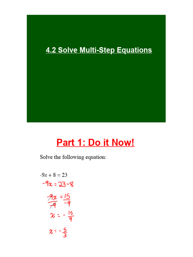 Multi-Step Equations Guide | PDF | Teaching Methods & Materials | Computers