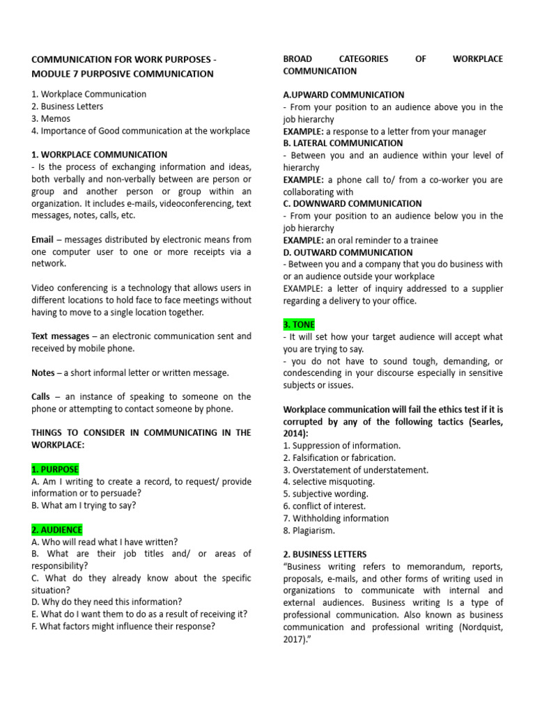 Purposive Comm Reviewer.docx 1 | PDF | Memorandum | Communication