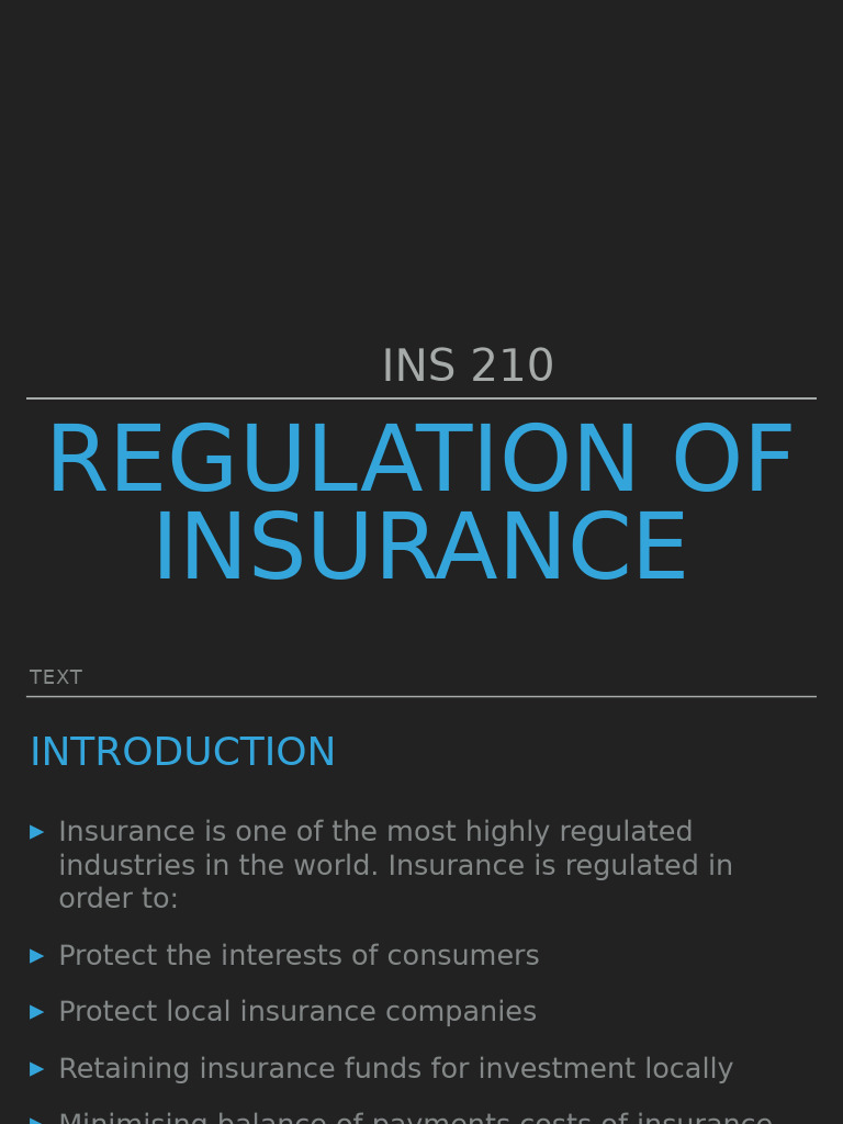 Regulation of Insurance INS 210 | PDF | Insurance | Business