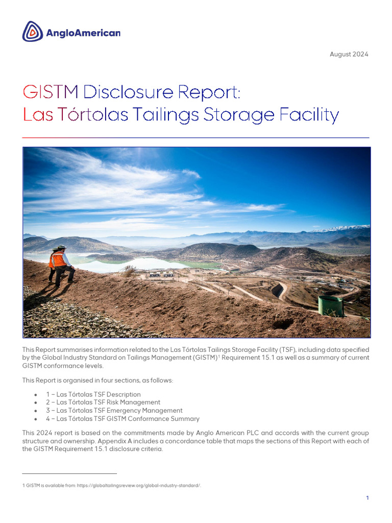GISTM Disclosure - Las Tortolas | PDF | Dam | Risk