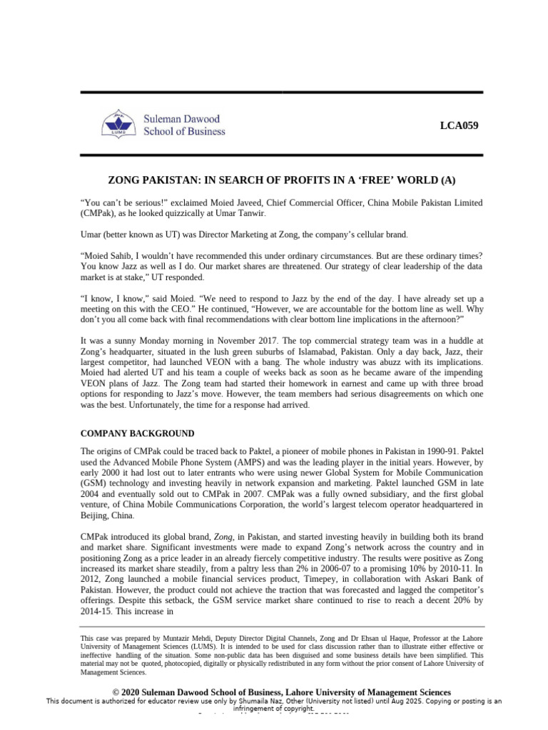 Case Zong SM Competetive Adv | PDF | 3 G | 4 G