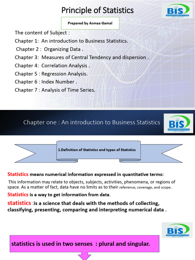 Chapter 1 - Statistics - BIS .2025 | PDF | Statistics | Level Of Measurement