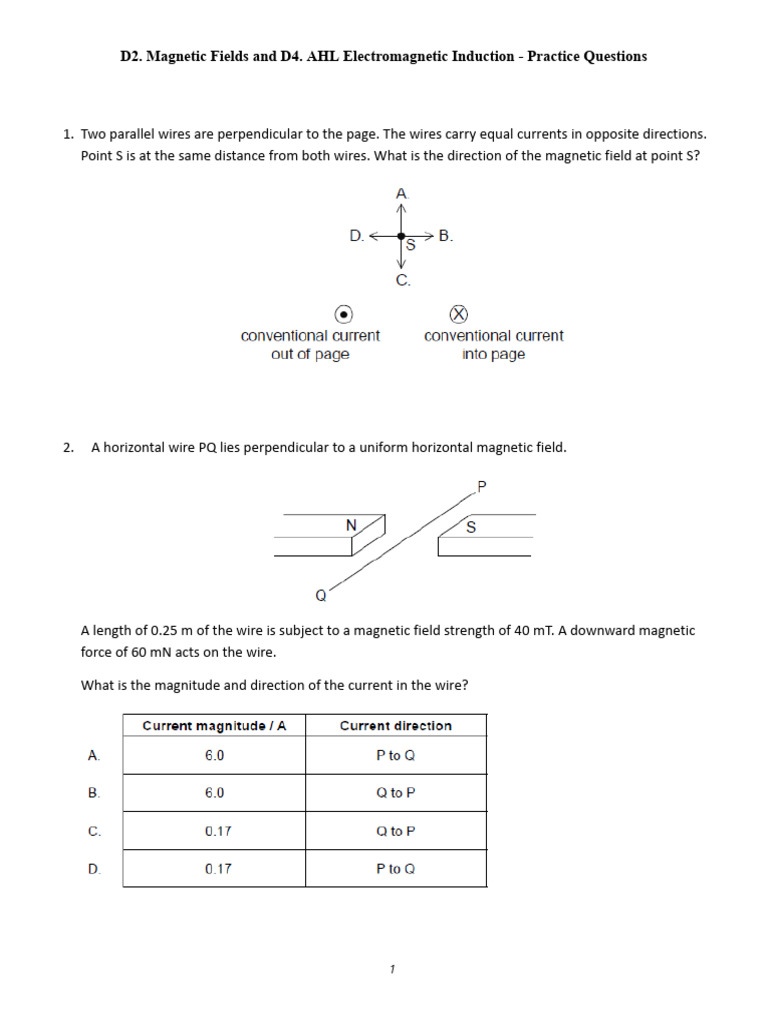 Mag. Fields and EM Induction Questions 2024 | PDF | Inductor | Magnetic Field