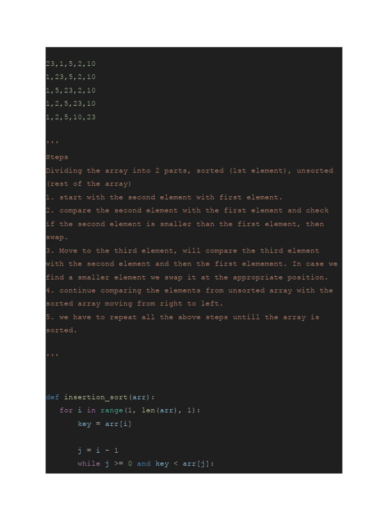 Insertion Sort | PDF | Algorithms And Data Structures | Algorithms Insertion Sort | PDF | Algorithms And Data Structures | Algorithms