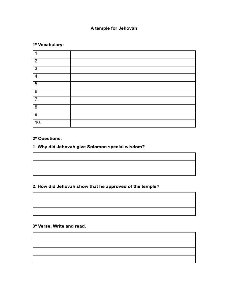 Jehovah's Temple Study Guide | PDF