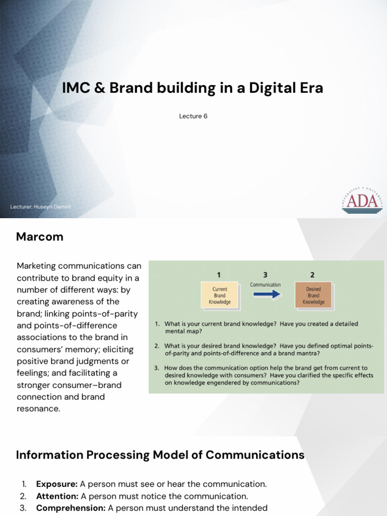 Lecture6-7 - IMC and Digital Era | PDF | Brand | Advertising