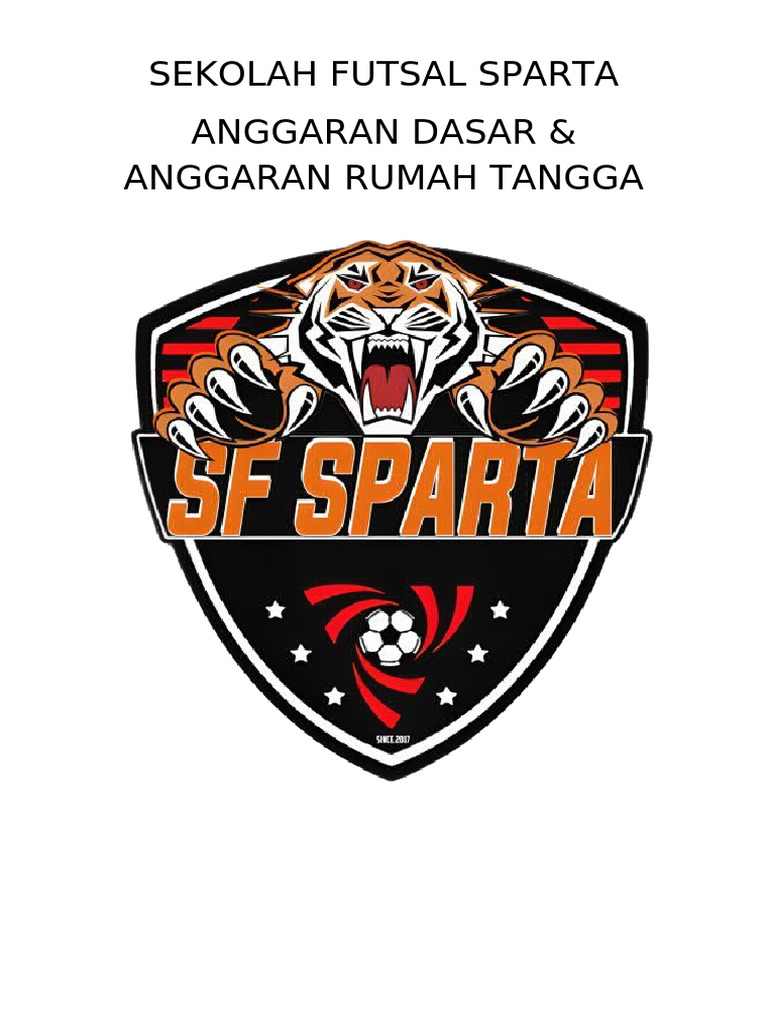 Sekolah Futsal Sparta Anggaran Dasar Dan Anggaran Rumah Tangga | PDF