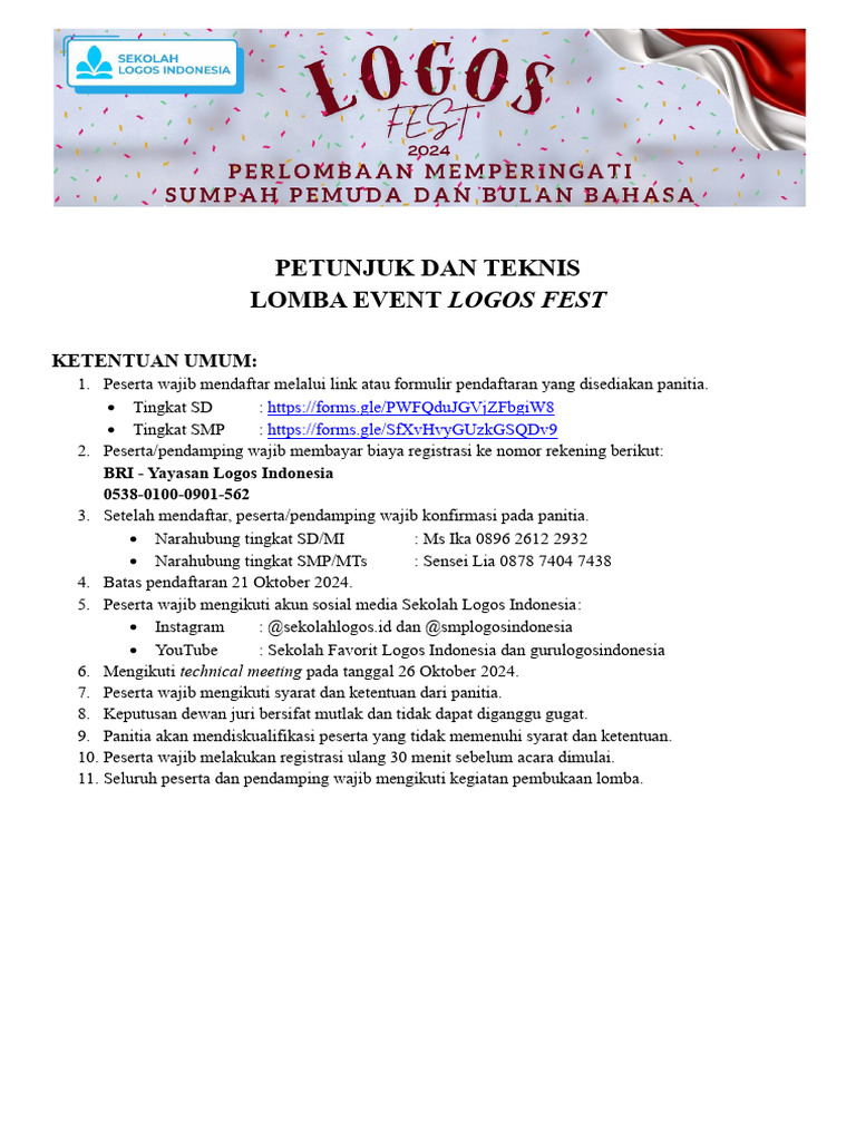 Juknis Lomba - Logos Fest | PDF