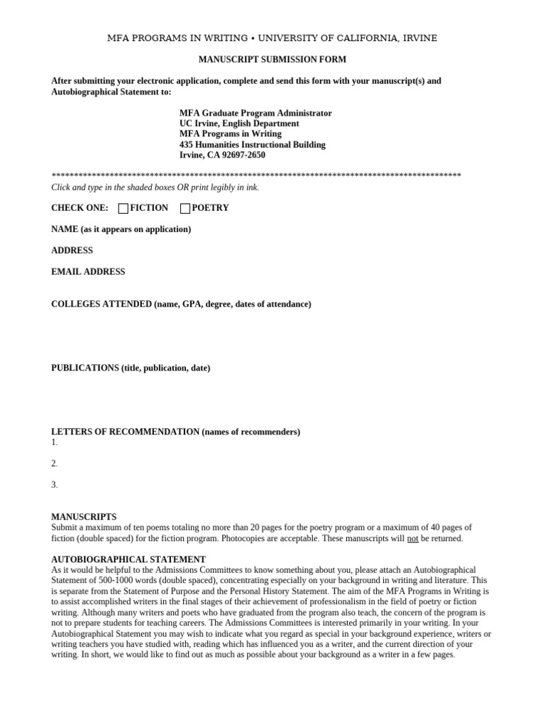MFAManuscript Submission Form | PDF | Career & Growth