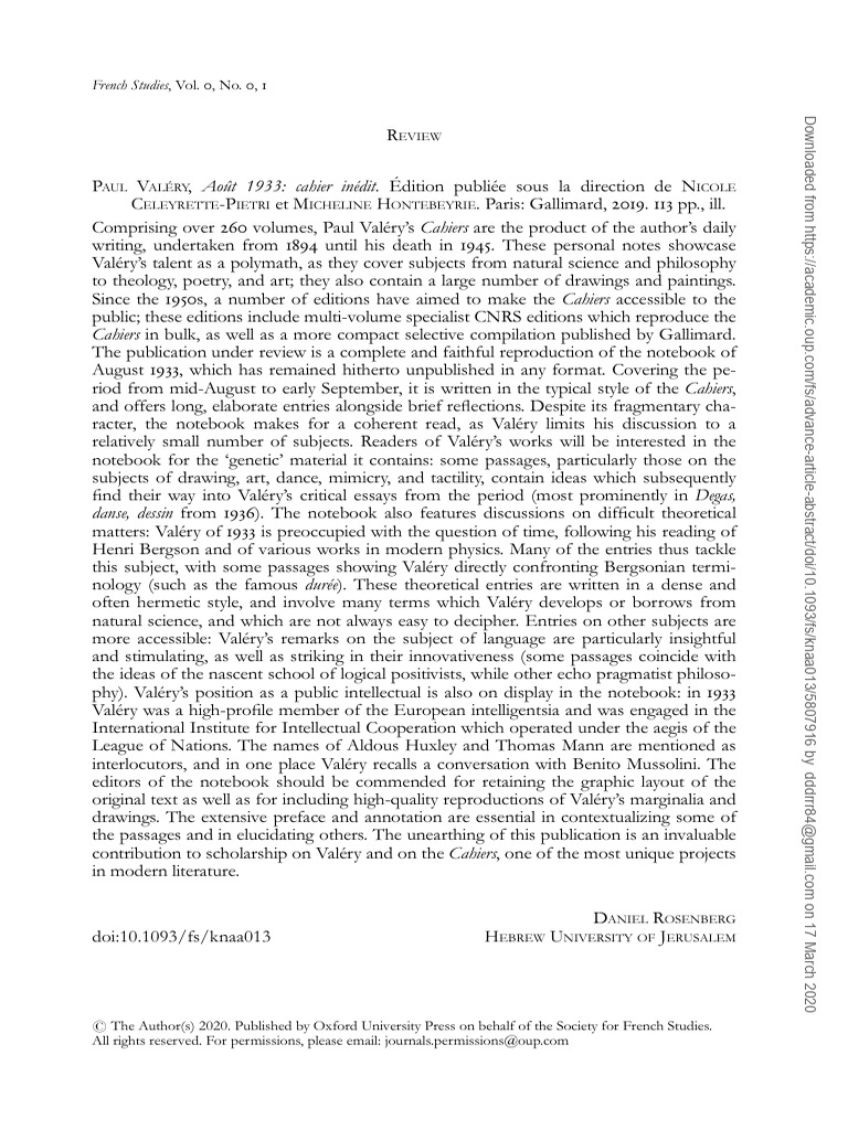 Paul Valery Aout 1933 Cahier Inedit Edit | PDF | Henri Bergson
