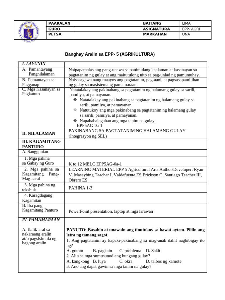 Q1 W1 Epp 5 Agri | PDF