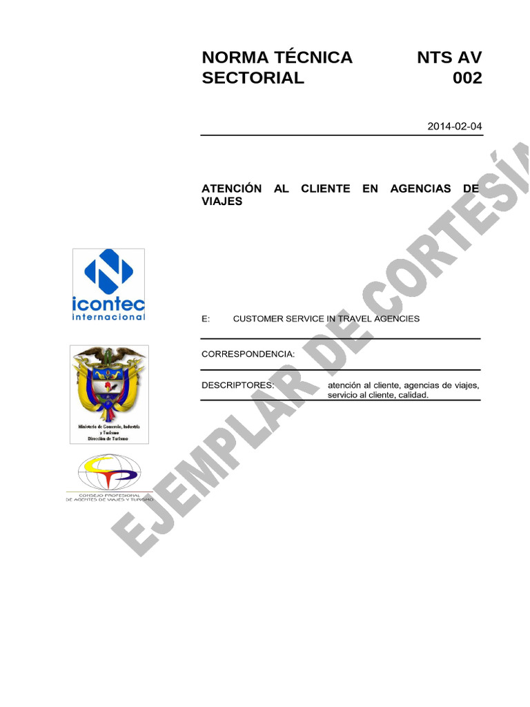 Norma NTS AV 002: Agencias de Viajes | PDF | Turismo | Colombia