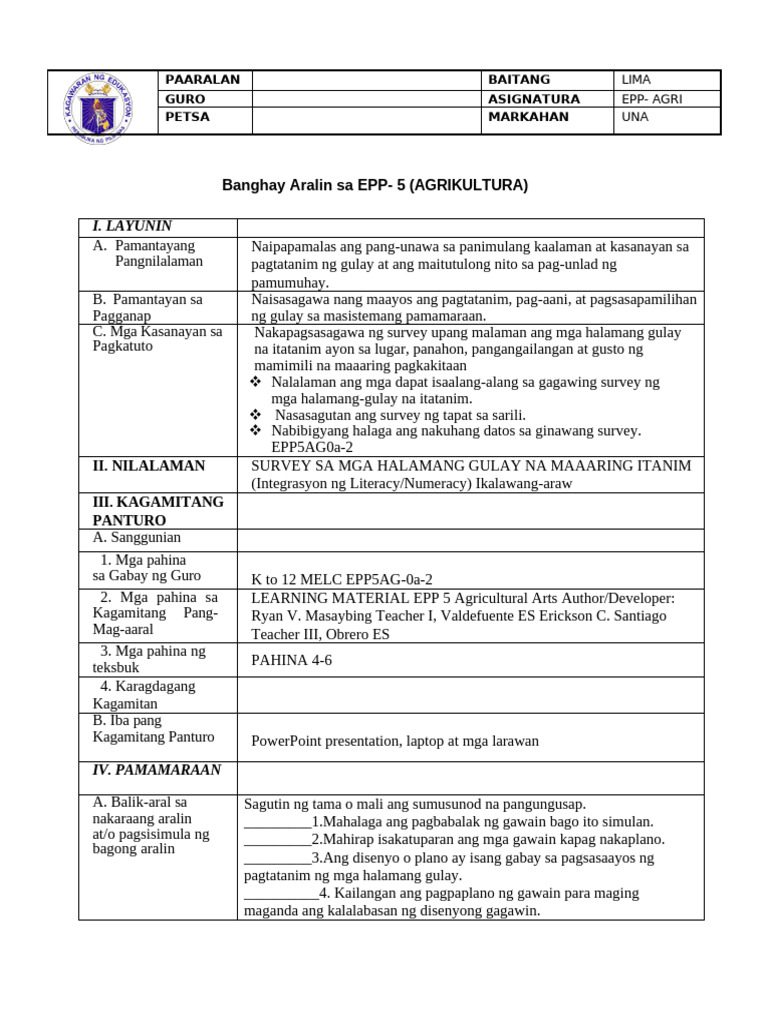 Q1 W3 Epp 5 Agri | PDF