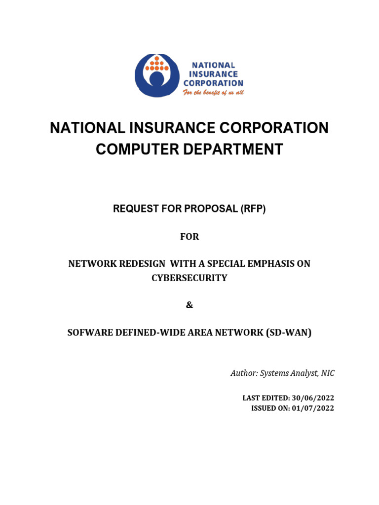 RFP for SD-WAN Network Redesign | PDF | Computer Network | Request For ...