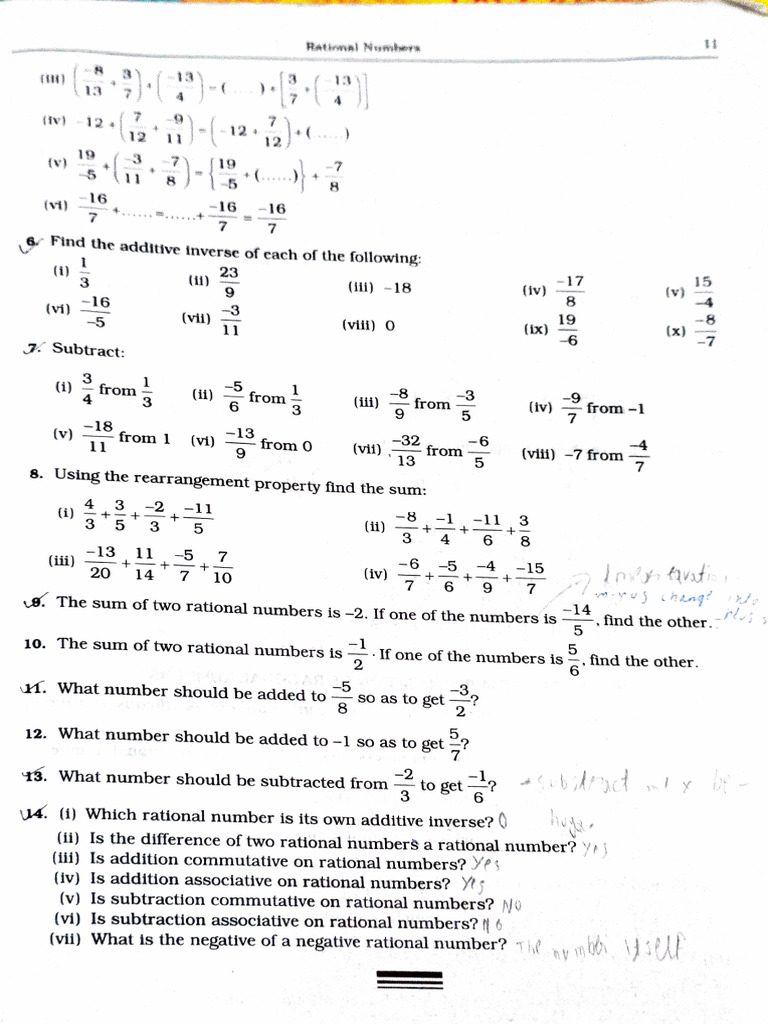 Additive Inverses and Rational Numbers | PDF | Mathematical Objects ...