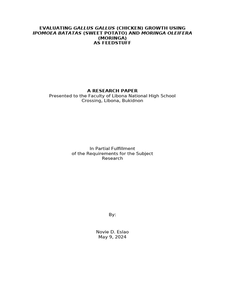 Cover Page Acknowledgement FINAL | PDF | Sweet Potato | Potato