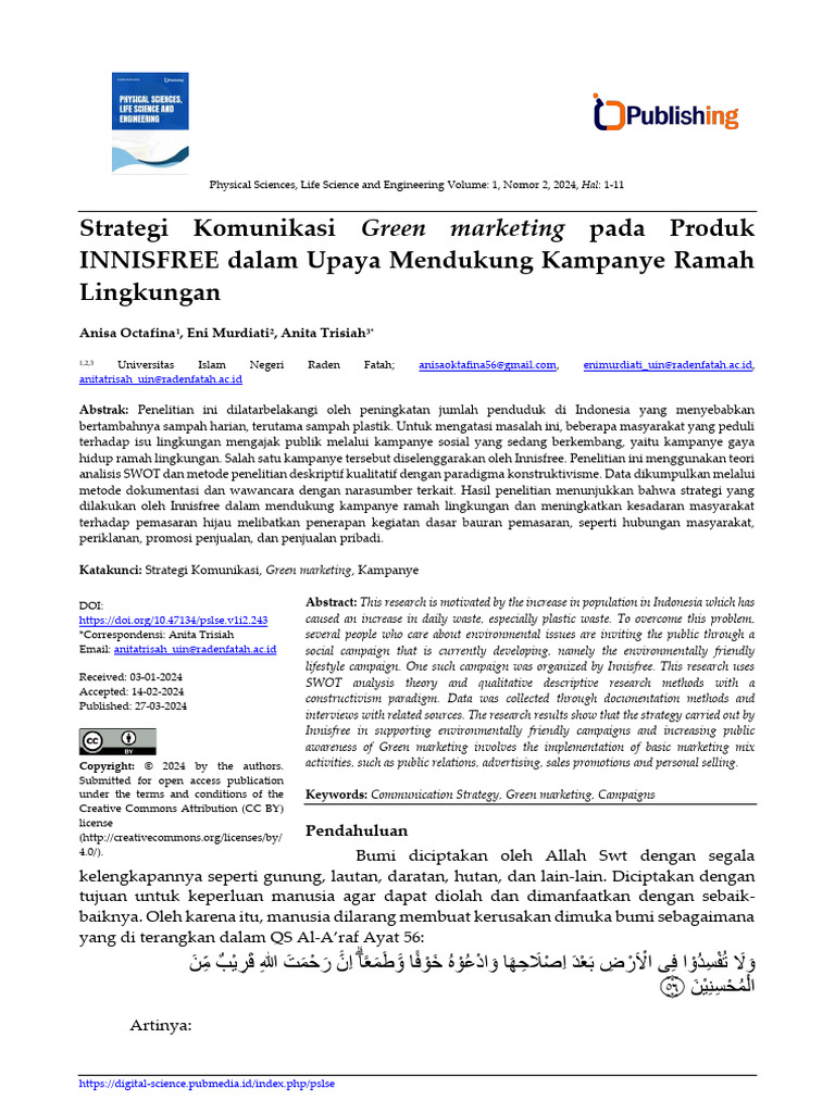 Strategi Green Marketing Innisfree | PDF | Ilmu Sosial | Teknologi ...