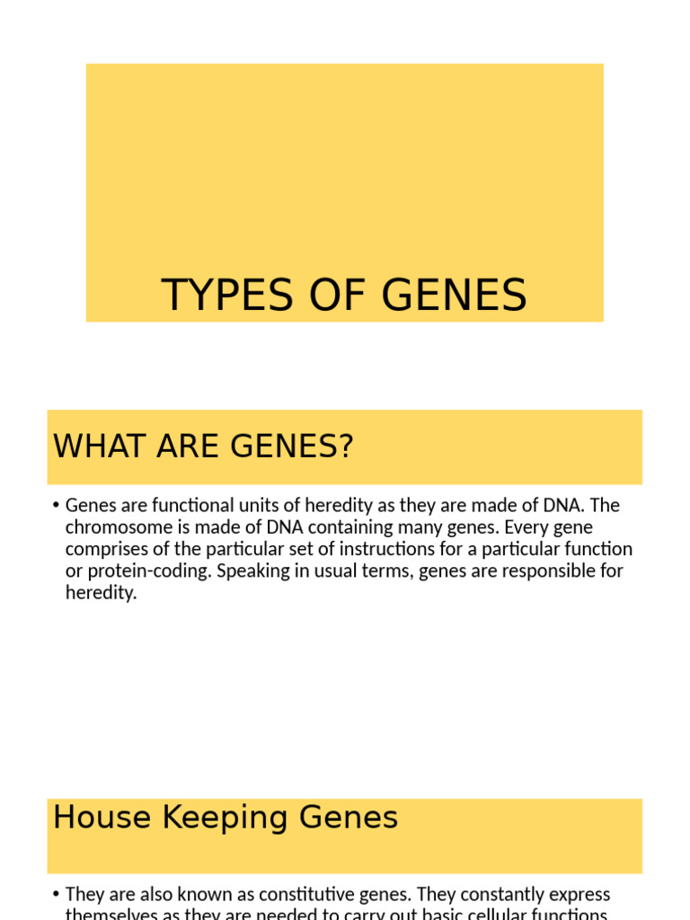 TYPES OF GENES FINAL | PDF | Gene | Intron