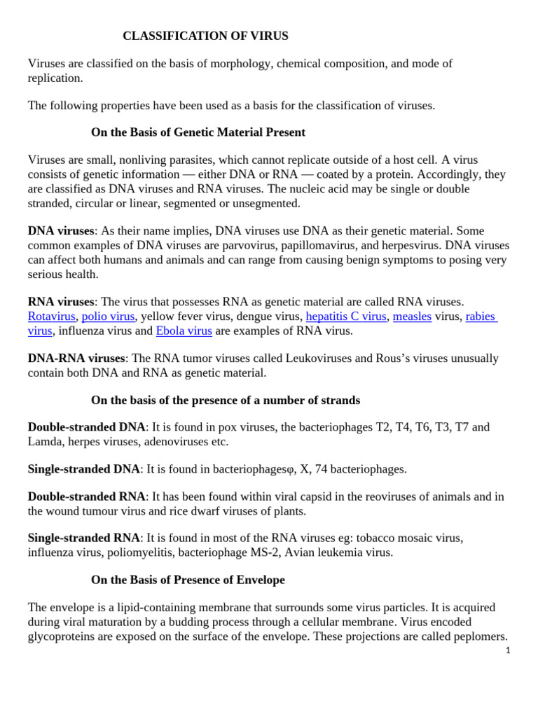 Viral Classification - 112637 | PDF | Virus | Sense (Molecular Biology)
