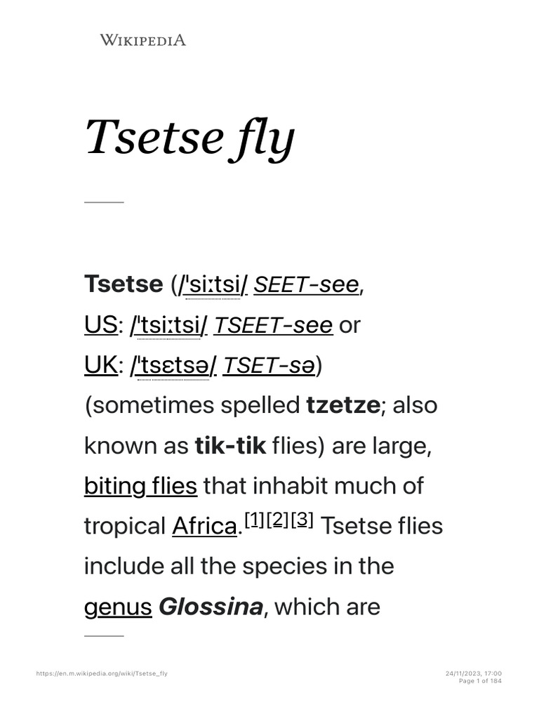 Tsetse Fly: Biology and Life Cycle | PDF