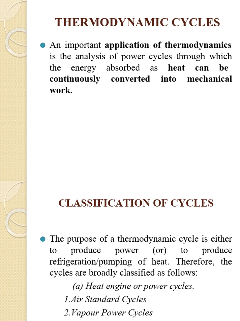 Thermodynamic Cycle Classifications | PDF | Heat | Engineering ...