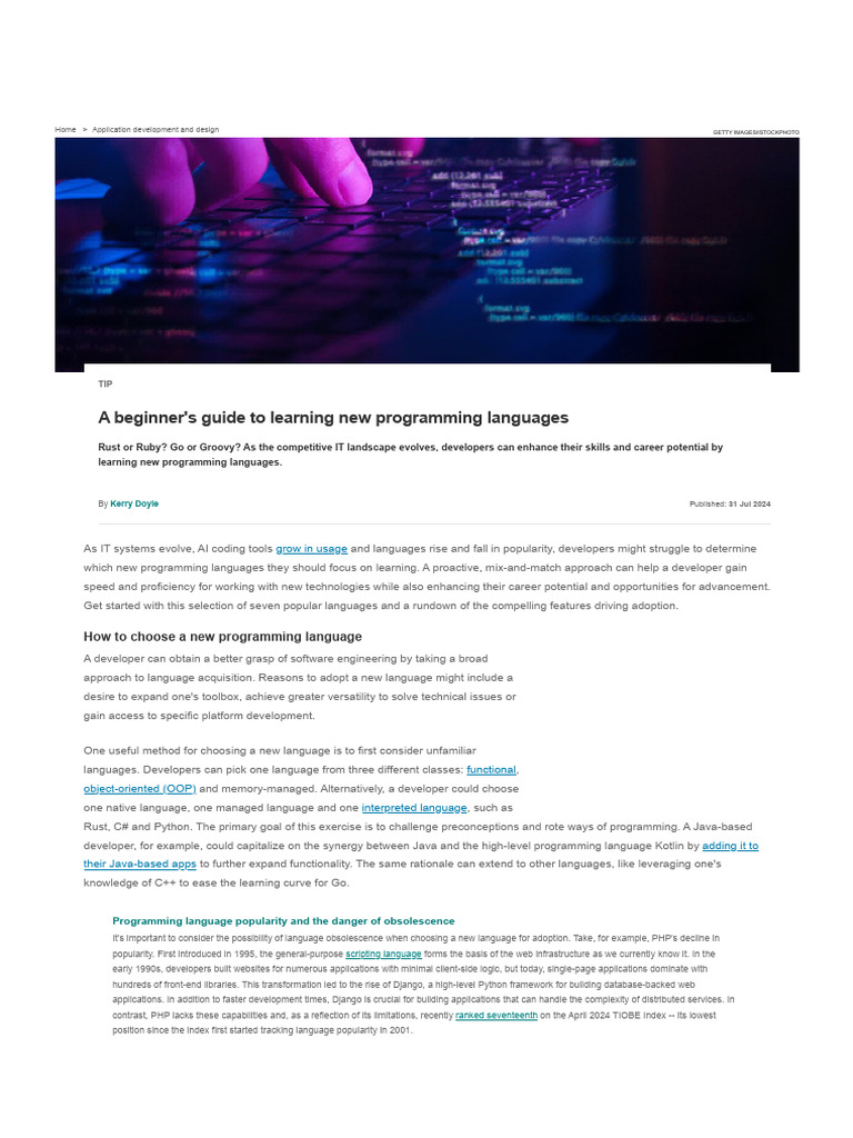 A Beginner's Guide To Learning New Programming Languages - TechTarget | PDF | Computer ...