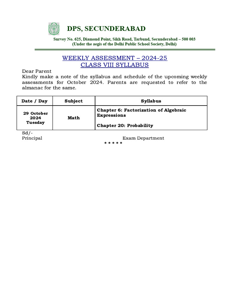 CL 8 Syllabus of WT (29 October 2024) | PDF
