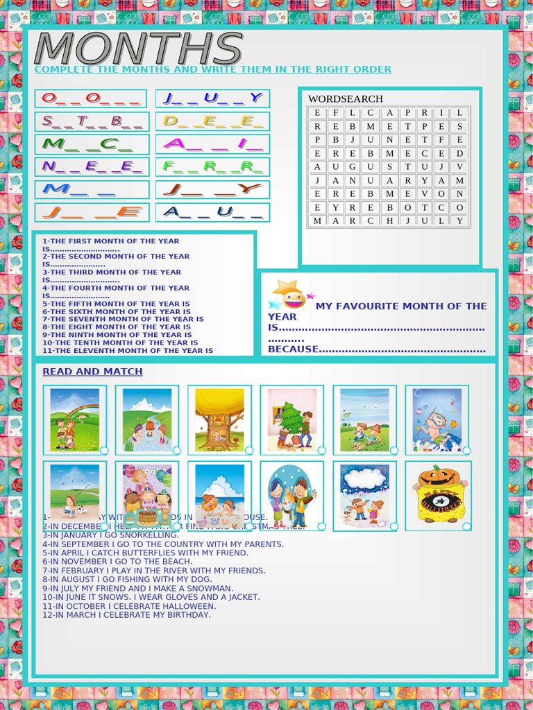 Iv B-Worksheet On Seasons, Months, Ordinal Numbers | PDF