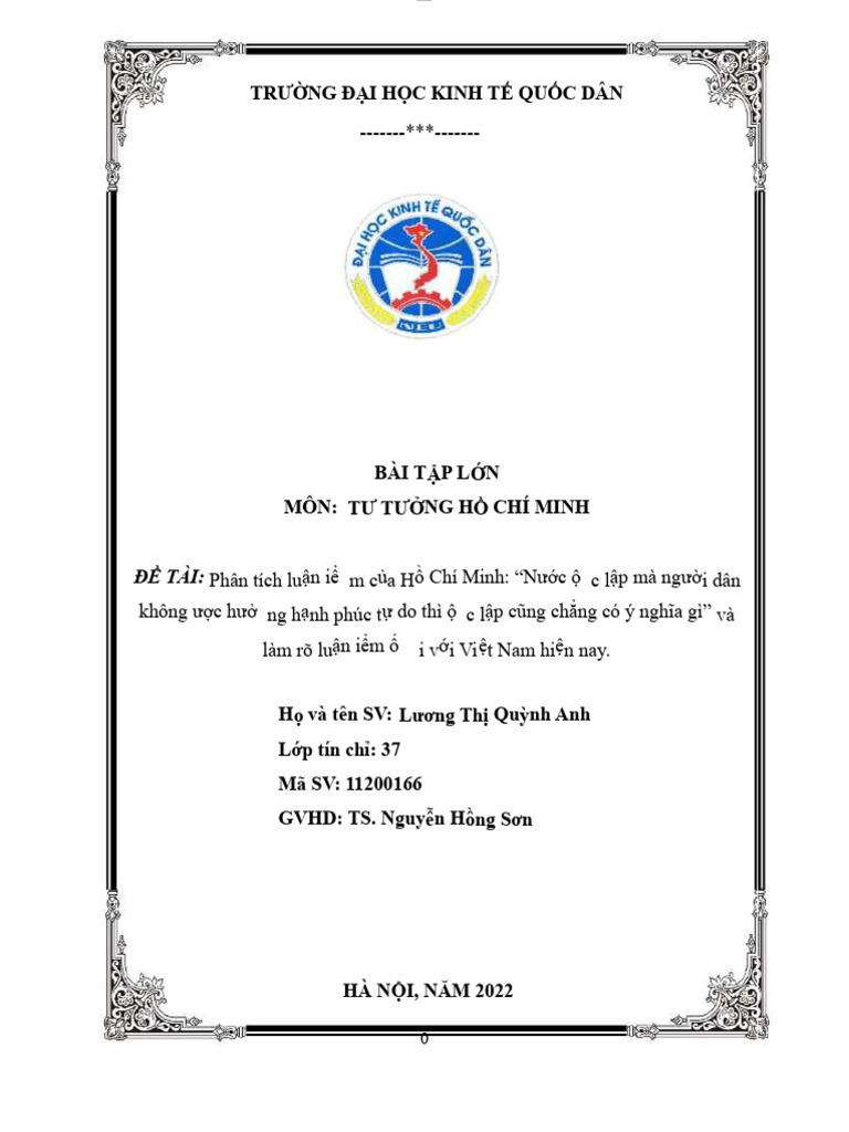 Phan Tich Luan Diem Cua Ho Chi Minh Nuoc Doc Lap Ma Nguoi Dan Khong Du ...
