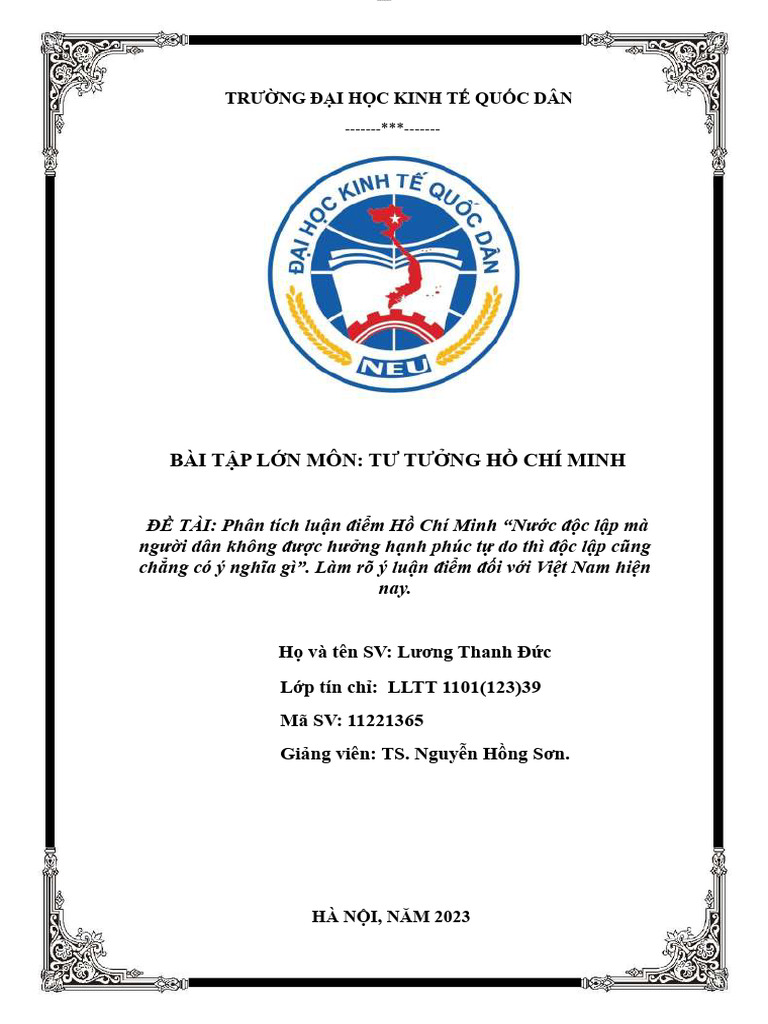 Phan Tich Luan Diem Ho Chi Minh Nuoc Doc Lap Ma Nguoi Dan Khong Duoc H ...