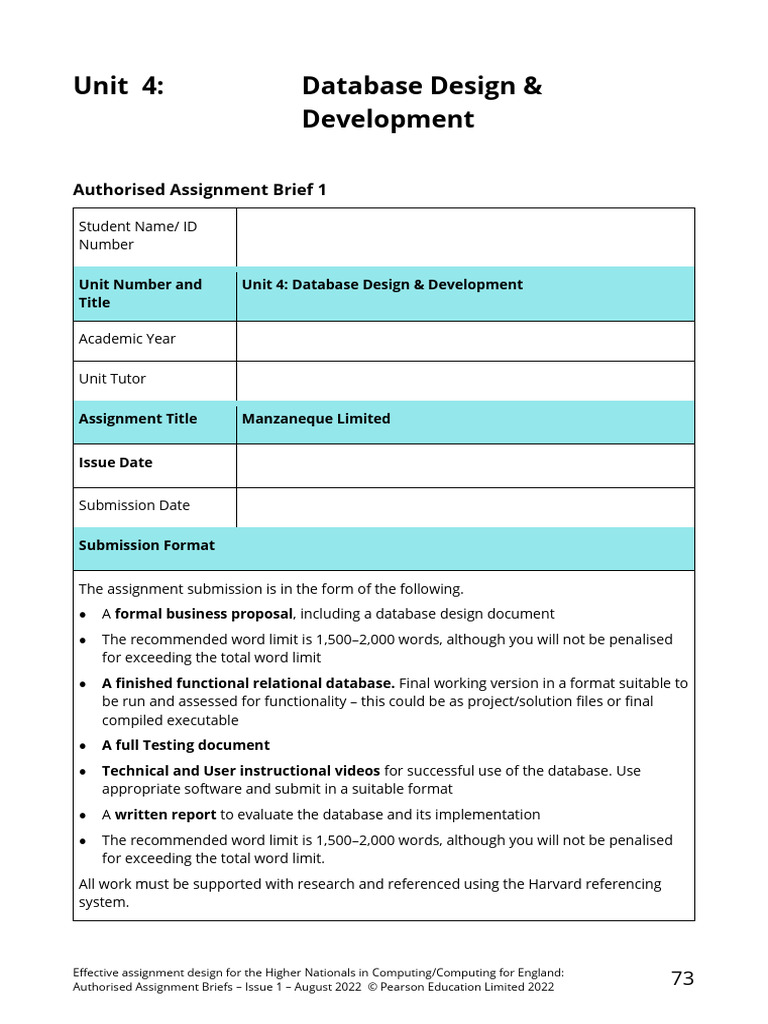 Database Assignment Brief RQF 2022 | PDF | Databases | Data Model
