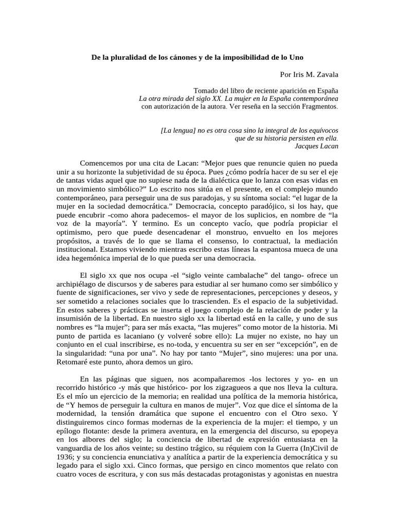 De La Pluralidad | PDF | Jacques Lacan | Verdad