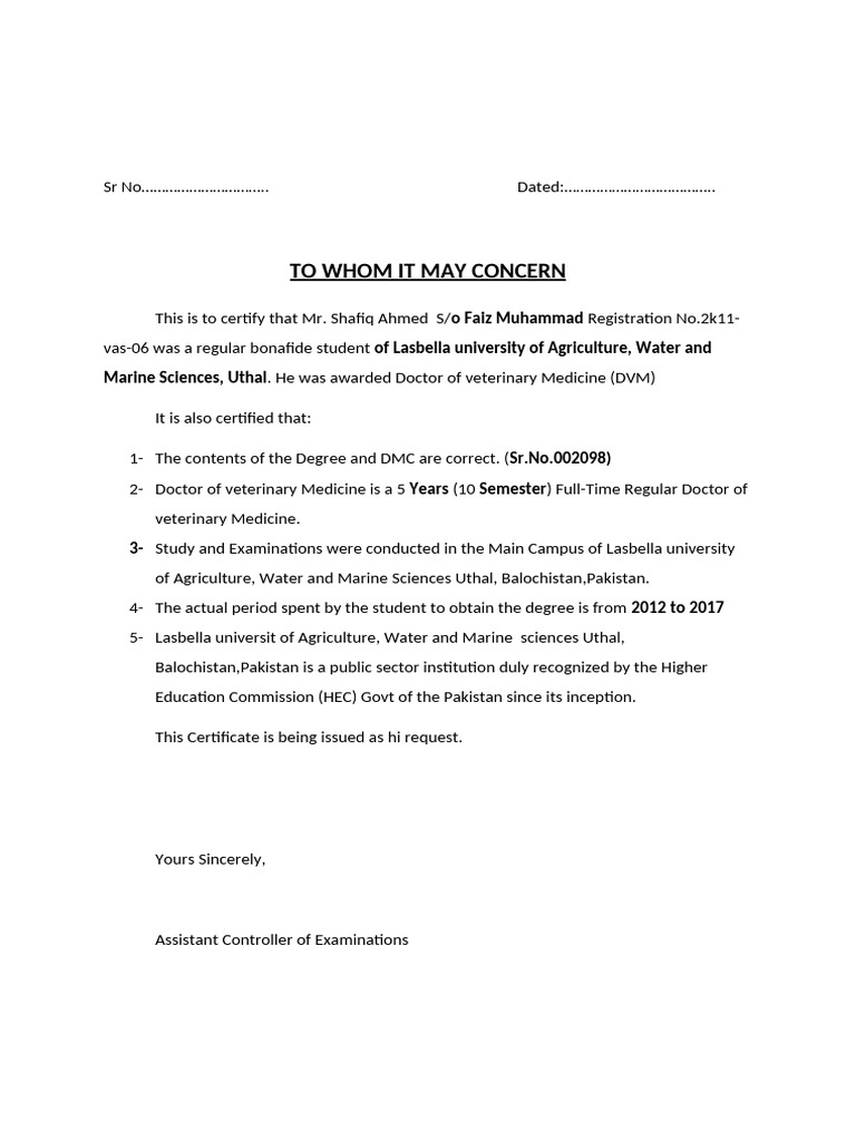 Bonafide Letter Sample From Qatar Embassy Word File 1 | PDF | Wellness