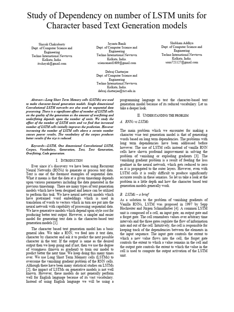 LSTM | PDF | Artificial Neural Network | Algorithms