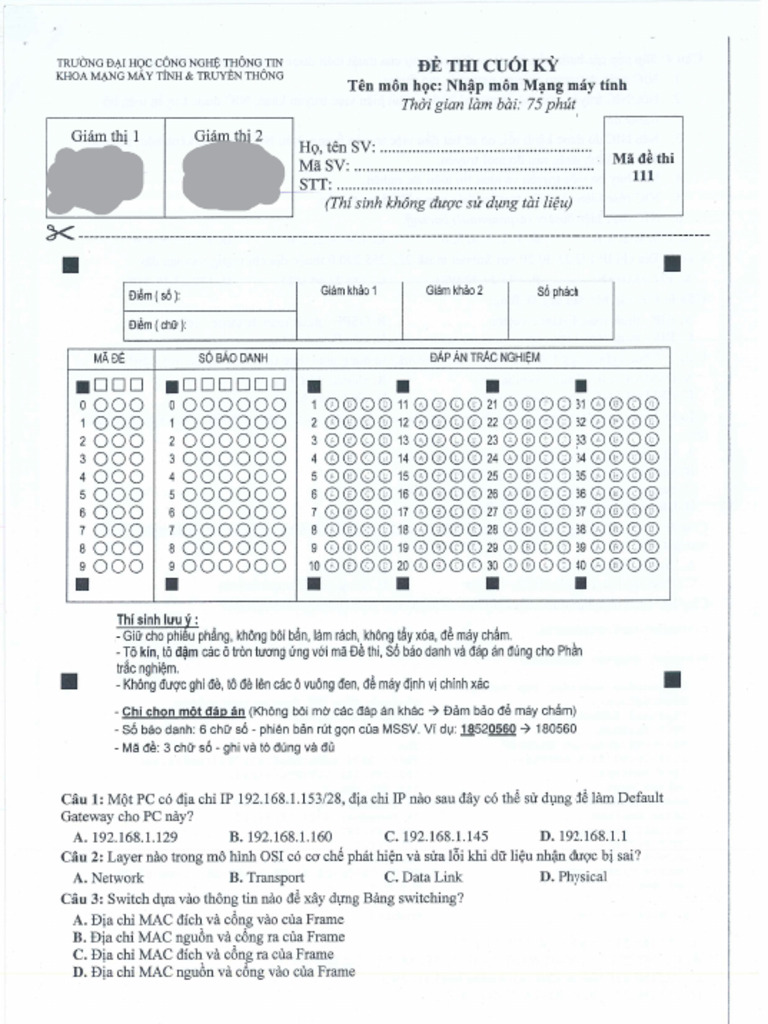 Đề thi CK_MMT_4 | PDF