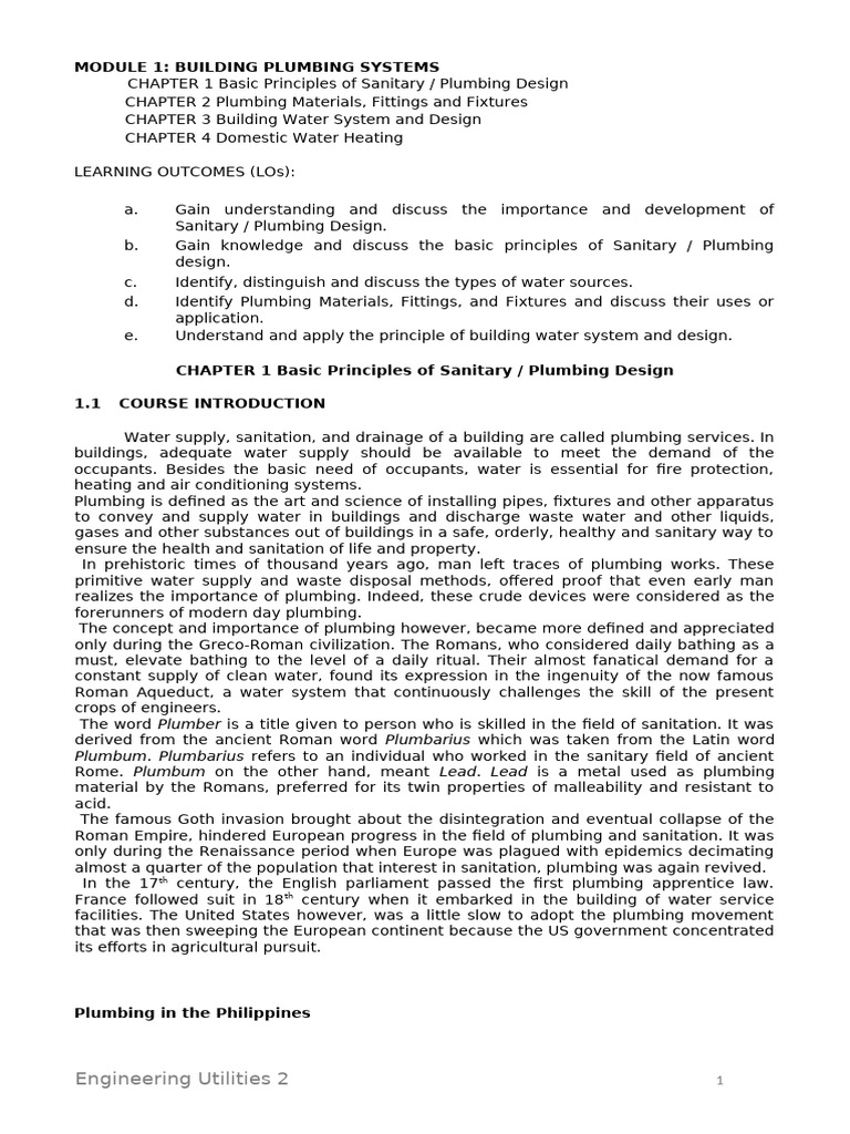 AC 2 Engineering Utilities 2 Prelim Module | PDF | Plumbing | Pipe ...