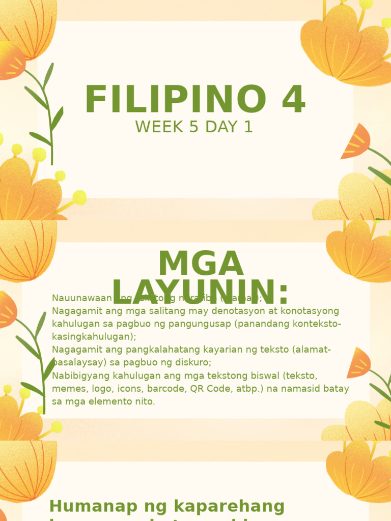 Q2 Filipino 4 Week 5 Day 1 | PDF